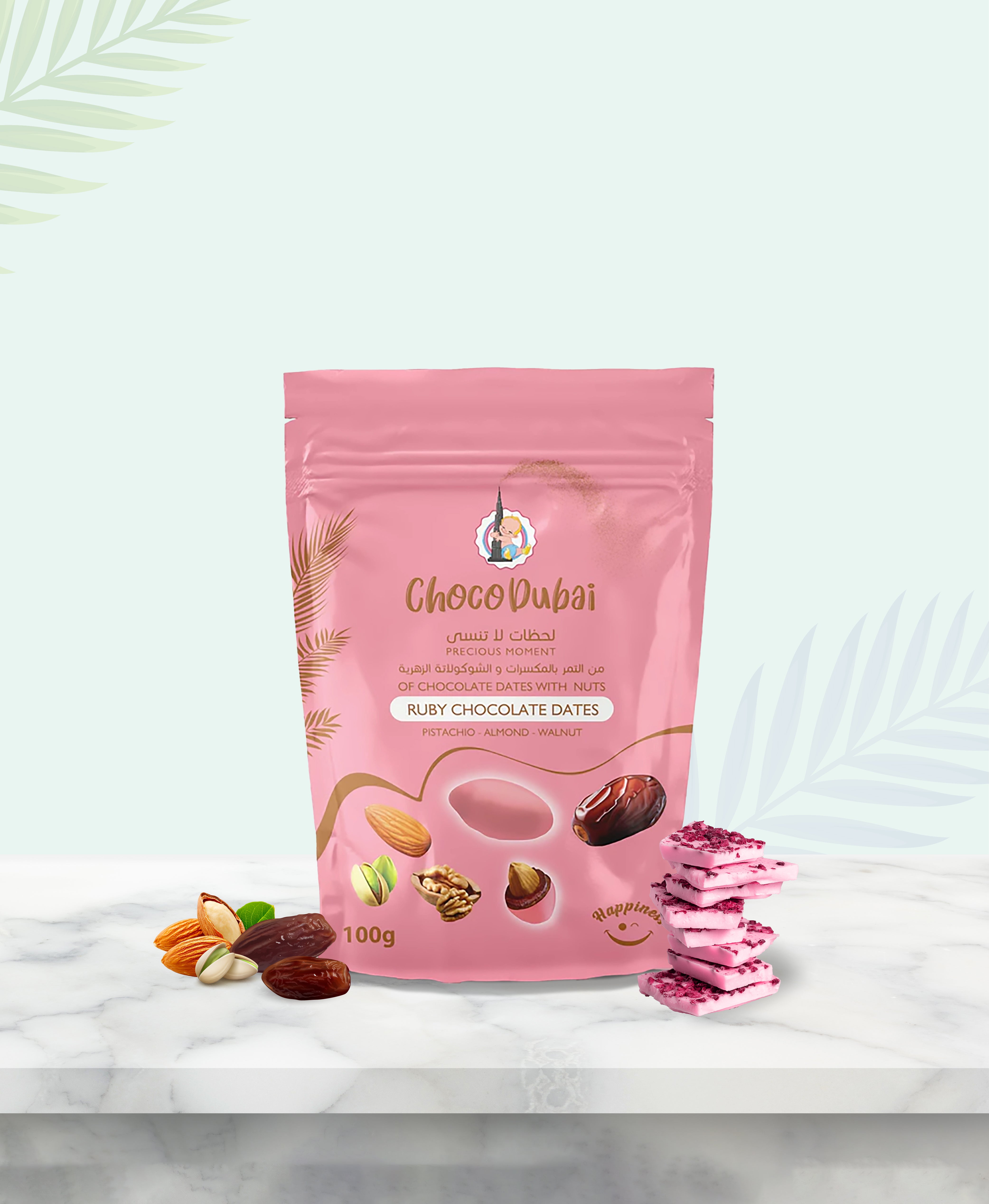 Ruby Chocolate Dates Stuffed With Nuts